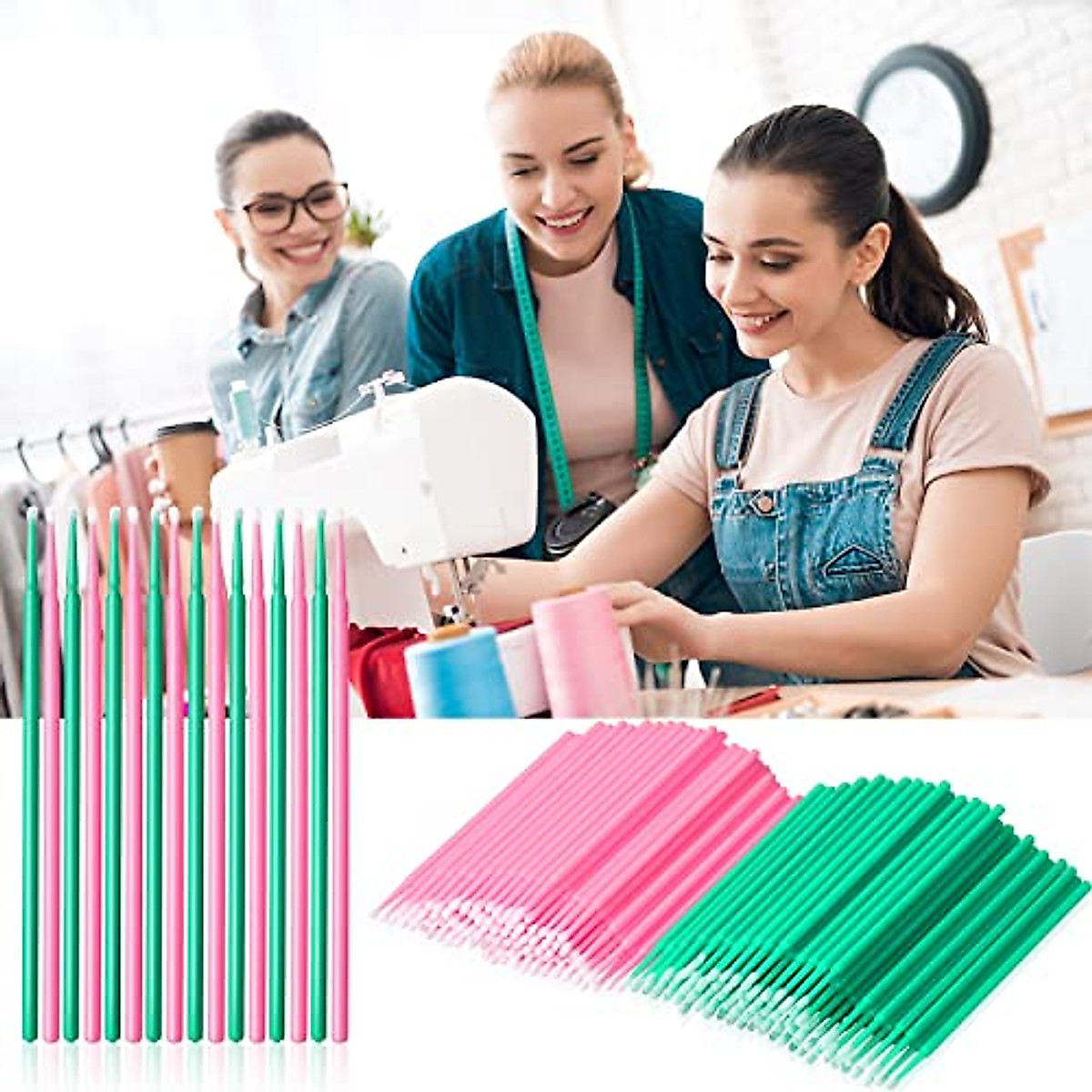 200 Pieces Sewing Machine Cleaning Brushes Disposable Clean Swabs Pointed Tips Cleaning Swabs Sewing Tool Multi Purpose Cleaning Swab Sticks for Paint Sewing Machine