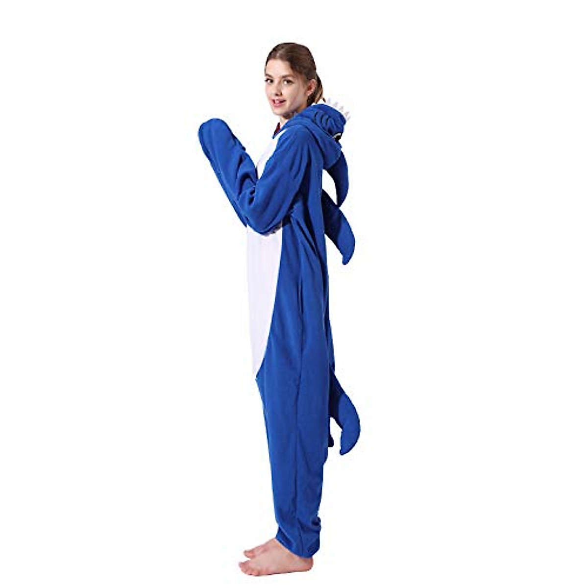 OGU' DEAL Adult Shark Onesie Cartoon Animal Jumpsuit Pajamas Christmas Shark Costumes Halloween Cosplay for Men