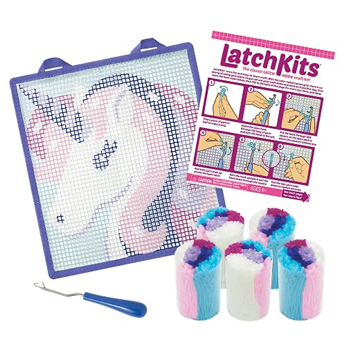 LatchKits – Unicorn Latch Hook Kit – Easy-to-Learn Craft Project – No Sewing Or Cutting – For Ages 6+