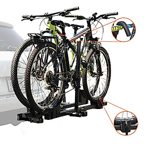 BV Bike Bicycle Hitch Mount Rack Carrier for Car Truck SUV for Standard Bikes, E-Bike, Fat Tire Bikes - Tray Style Smart Tilting Design (E-Bike/Fat Tire 2 Bike)
