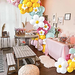 DIY Daisy Balloon Garland,147PCS Daisy Balloon Arch Kit, Retro Hippie Boho Macaron Pastel Balloons Garland for Baby Shower Bridal Wedding Daisy Birthday Party Decorations