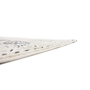 Unique Loom Chateau Collection High-Low Pile, Vintage, Traditional, Distressed, Medallion Area Rug (5' 0 x 8' 0 Rectangular, Beige/Navy Blue)