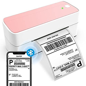 Bluetooth Thermal Label Printer 4X6 - Wireless Shipping Label Printer for Small Business & Packages - Pink Thermal Label Printer Shipping Label Makers, Compatible with iPhone, USPS, Etsy, Amazon