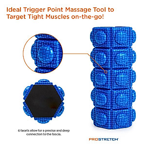 ProStretch Hexi Mini Travel Textured Foam Roller for Deep Tissue Muscle Massage and Myofascial Trigger Point Release