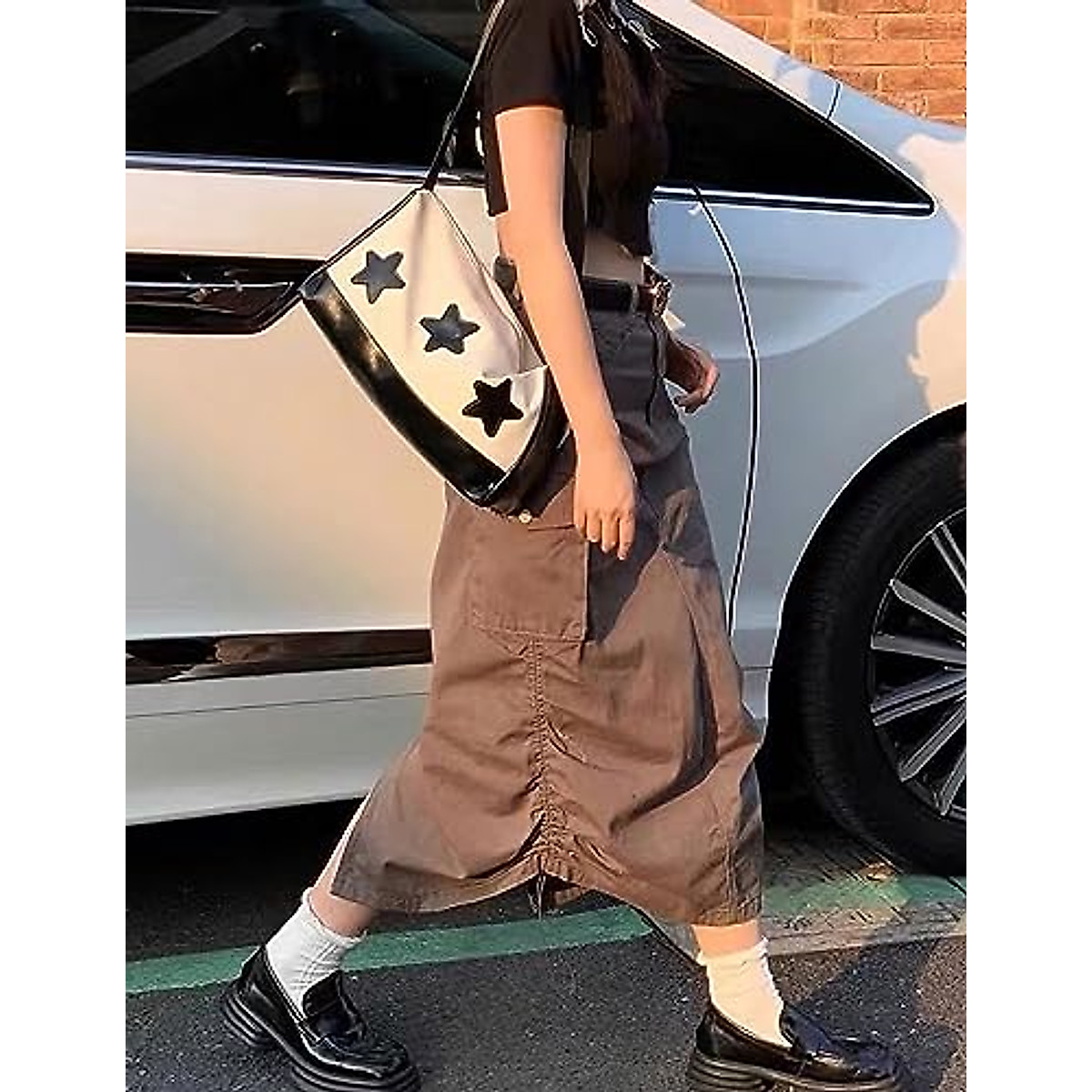 FCOOLYEET Messenger Bag Y2K Aesthetic Star Crossbody Bag Retro Grunge Shoulder Bag for Men and Women (Z#star)