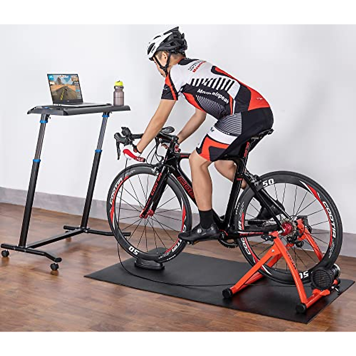 CXWXC Bike Mat 31.5" x 59"- Exercise Spin Peloton Bike Mat - Heavy Duty Cycling Trainer Floor Mat for Treadmill Spin, Peloton, Stationary, Exercise Bike