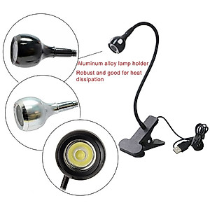 LED Desk Lamp Clip On Light,360°Flexible Gooseneck and Clamp Reading Light,Portable USB Powered Task Light with Clamp ,Night Light Clip on for Desk, Bed Headboard and Computers Black