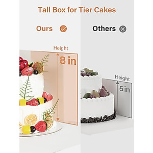 Kootek 10 Sets Cake Boxes 10 inch, 10x10x8 Inches White Bakery Box with Boards, Tall Cake Cardboard Containers for Multi-Layer Cakes, Cake Decorating for Mother's Day