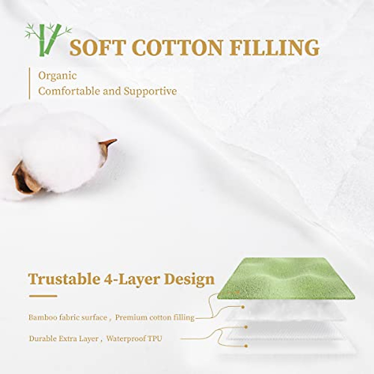 Safe and Sound 2 Pack Bamboo Crib Mattress Protector, Waterproof Quilted Crib Mattress Pads, Soft Breathable Bamboo Rayon Baby Mattress Cover (28x52 Inches, Bamboo)