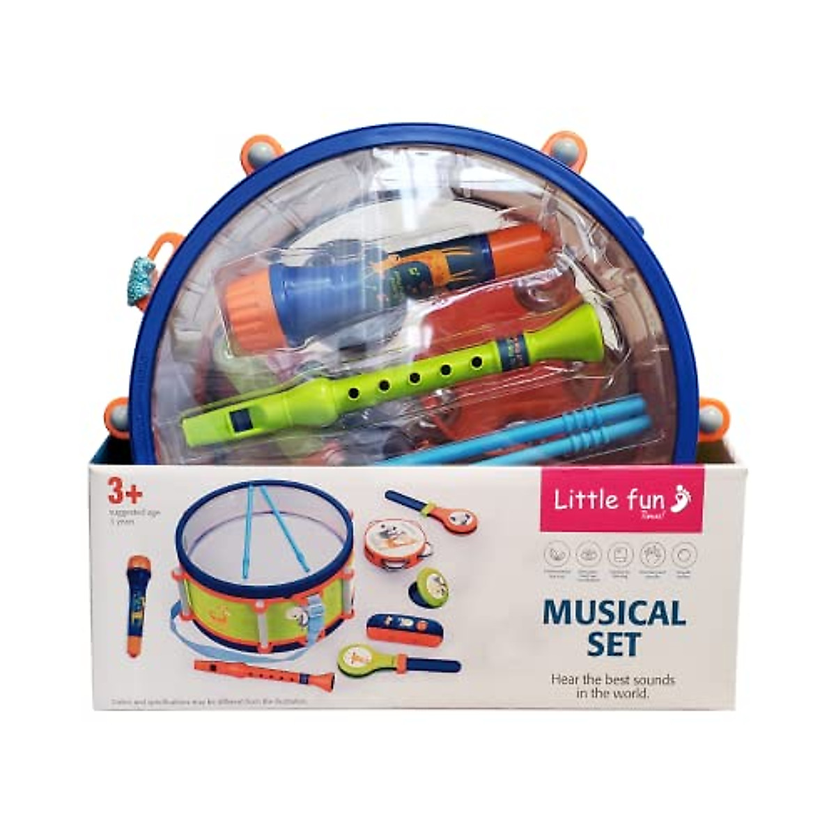 LITTLE FUN TIMES Musical Instruments for Toddlers 1-3 to Develop fine Motor Skills, Toddler Toys Musical Instruments for Kids 9 pcs Baby Instruments Preschool Educational Early Learning and Fun