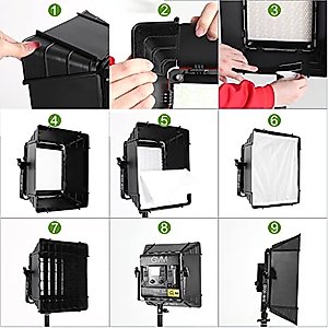 GVM Foldable Softbox Diffuser with Grid Beehive for RGB 800D/560AS/480LS Series LED Video Light, Suitable for Studio Lighting, Portrait Photography, Video Lighting, Led Panel, 2 Packs, 11"x11"