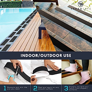TREADSAFE Anti Slip Tape for Stairs,Non Slip Tape for Outdoor/Indoor Steps,Anti Skid Tape Roll, Traction Tread Tape for Stairs, Waterproof Grip Tape Black Traction Tape