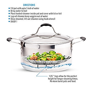 Two-Pack Vegetable Steamer Baskets (Two Sizes) Folding Expandable Steamer Inserts for Instant Pot Accessories, Safety Tool, Stainless Steel, Pressure Cooker, Pot in Pot, Food Steamer Cooking