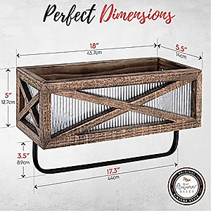 Autumn Alley Farmhouse Rustic Towel Rack Shelf Holder - Wood Towel Rack Basket Storage - Farmhouse Towel Holder for Rustic Bathroom and Farmhouse Kitchen Décor - Wall Mounted, Galvanized, Rustic Brown