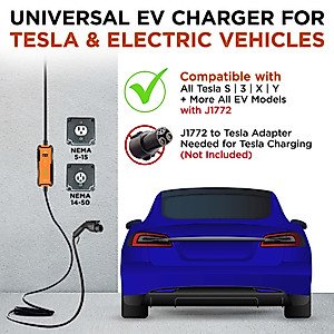 Voltre M2 Level 1 & 2 EV Charger for Tesla & EVs | 25 Ft MAX Cable | 10-32A | 110-240V Portable Electric Car Fast Charger |14-50, 5-15 Plug | Electric Vehicle Charger for J1772 Evs