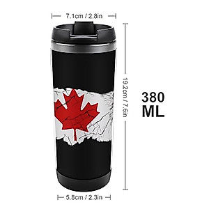 (Beavers) Canada Maple Flag Travel Coffee Mug Reusable Insulated Drinking Cup with Lid for Home Outdoor Works 13 Oz
