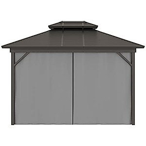 Generic 10 X12 Hardtop Gazebo Aluminum Frame Gazebo,Permanent Metal Roof W/Curtains Netting for Patio Lawn and Garden, Grey