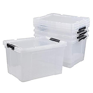 Pekky 34 Quart Clear Storage Bins with Lid, Latching Box Totes (4 Packs)