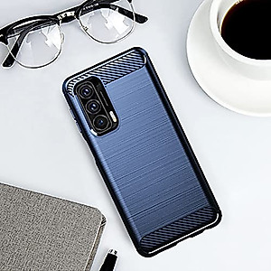 Osophter for Moto Edge 2021 Case,Moto Edge 5G UW Case with 2pcs Screen Protector Shock-Absorption Flexible TPU Rubber Protective Cell Phone Cover for Motorola Moto Edge(2021)(Navy Blue)