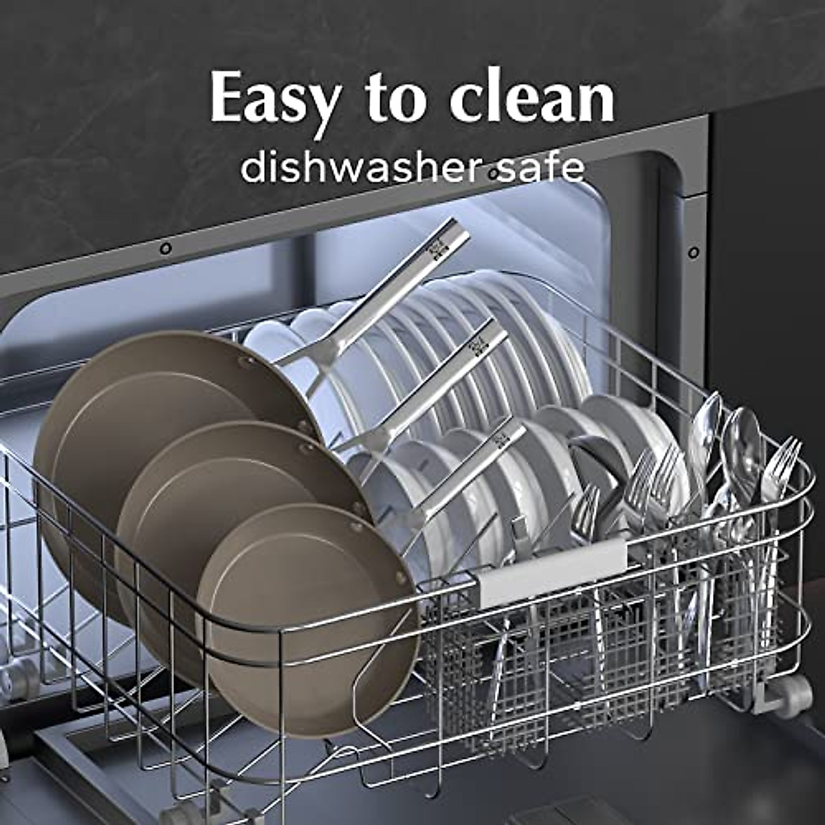 Rockurwok 6 Pcs Ceramic Nonstick Cookware Set, Durable Pots and Pans Set, Inducton, Dishwasher & Ovens Safe, Free of PFAS & PTFE, Sapphire Blue