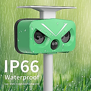 Ultrasonic Animal Repeller, Ultrasonic Solar Pest Repeller Outdoor with Motion Sensor and Sound,Waterproof Device for Garden, Farm, Yard, Dogs, Cats, Birds and More