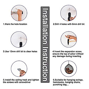 HIAWMULN Hammock Hanging Kit, 1000 LB Capacity Heavy Duty Swing Durable Hammock Hooks, Hook for Hammock Chair, Hammock Straps, Indoor Swing, Sensory Swing, Sandbag, Yoga, Gym