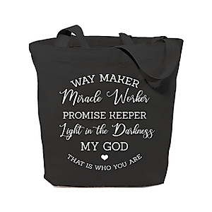 GXVUIS Waymaker Canvas Tote Bag for Women Christian Scripture Reusable Grocery Shoulder Shopping Bags Work Funny Gifts Black