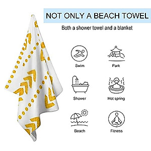 My Little Nest Bath Towels Quick Dry Bathroom Towels Ethnic Golden Arrows Absorbent Shower Towels Soft Hand Towel Wash Cloths for Spa Pool Hotel Gym 31" x 51"