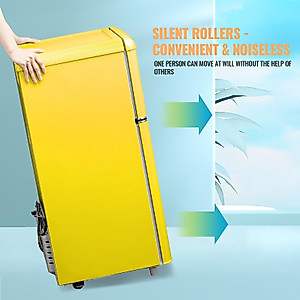 WANAI Mini Fridge Dual Door Refrigerator with Freezer 3.5 Cu.Ft, Compact Refrigerator with Adjustable Temperature & Removable Glass Shelves, Fridge for Apartment/Dorm/Office/RV, Yellow