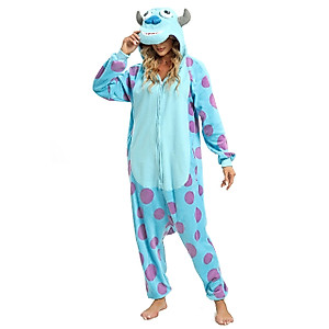 LABULA Slim Fit Unisex Adult Onesie Animal Pajamas Halloween Cosplay Sleepwear Purple