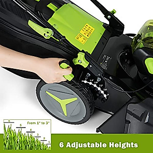 Goplus Cordless Lawn Mower, 18 Inch Electric Push Mower w/ 6 Adjustable Cutting Height, Brushless Motor, Two 4.0Ah Lithium Battery Packs & Chargers Included