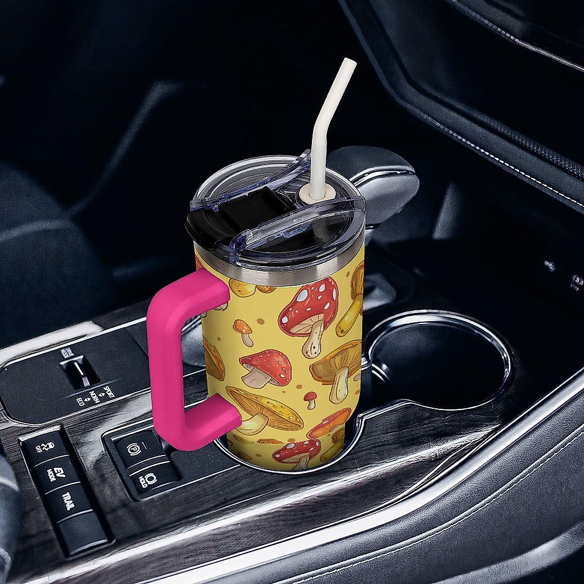 The Various Mushroom Art 40 Oz Tumbler Insulated Stainless Steel Water Bottle Travel Mug Car Cup with Handle And Straw