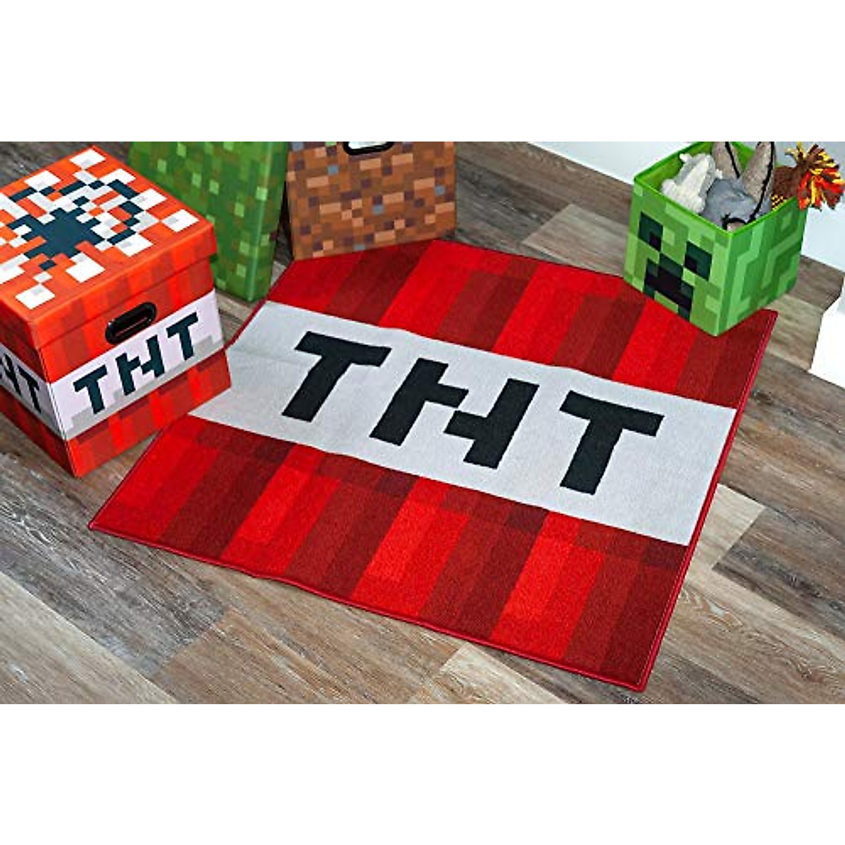Minecraft Area Rug TNT Block Decorations Merch Video Game Decorations TNT Decorations | 39-Inch Square Area Rug