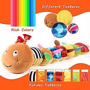 JERICETOY Baby Toys Musical Caterpillar Infant Toy with Rattle Crinkle Squeaker Tummy Time Toy Sensory Toys for Tummy Time Babies Girl Boy 0 3 6 9 12 Months Gifts