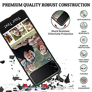 Klsify Custom Multiple Photos Collage Phone Case for Samsung Galaxy Z Flip 3 5G 2021/Galaxy Flip3 5G Customized Personalized Multiple Image Text Picture Shockproof Protective Black Soft Cover Shell