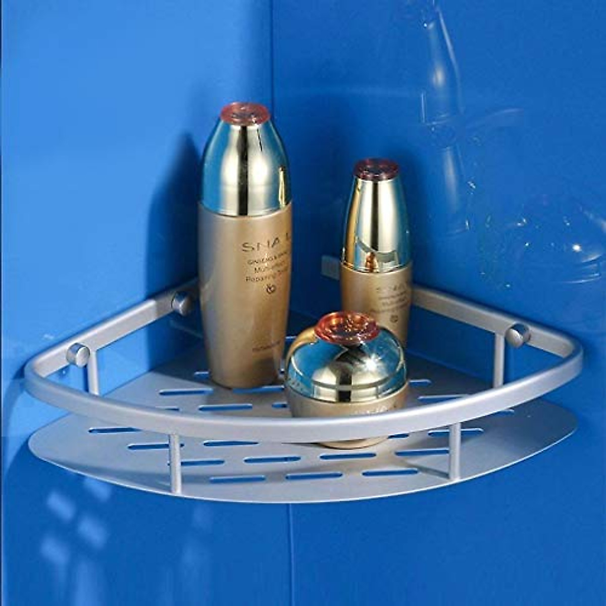 DOITOOL Wall Hanging Decor Shower Corner Caddy Bathroom Wall Mount Triangle Basket Shelf Bathroom Storage Organizer Holder Tray for Cosmetic Makeup Shampoo Single Layer Wall Mount Shelves