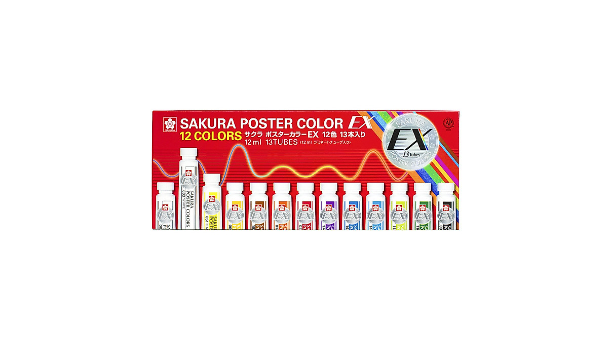 Sakura 12-Color Poster Paint Set – Vibrant & Water-Resistant Art Supplies