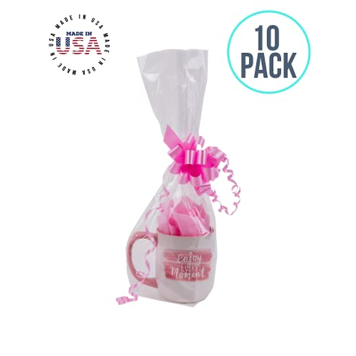 A1 Bakery Supplies 10 Pack BOPP Clear Cello Cellophane Bags Gift Basket Package Flat Gift Bags BOPP Bags (Flat, 9 x 20)