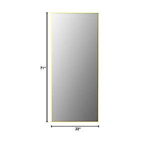 LFT HUIMEI2Y 71" x 32" Full Length Mirror with Stand, Large Floor Length Mirror, Full Body Tempered Mirror with Aluminum Alloy Frame for Living Room, Bedroom, Gym, Hanging or Leaning, Gold