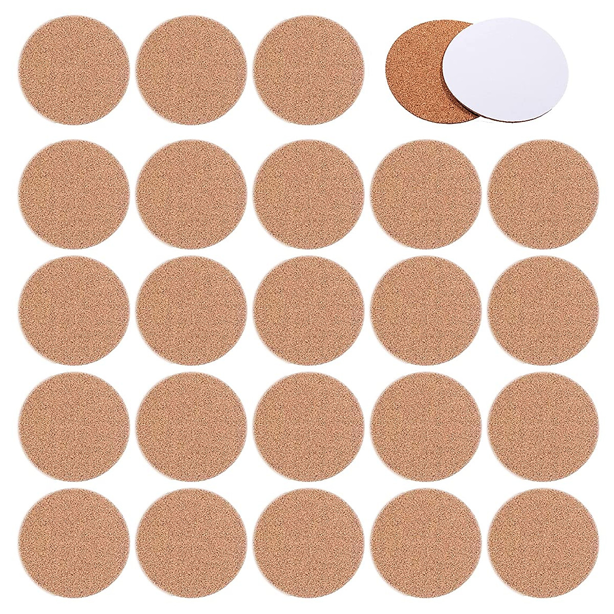 YYaaloa 24Pcs Self-Adhesive Mini Backing Cork Coasters Tiles Sheets Round 4" for DIY Coasters and DIY Crafts Cork Board, Cork Tiles, Cork Mat (Round 24pcs)