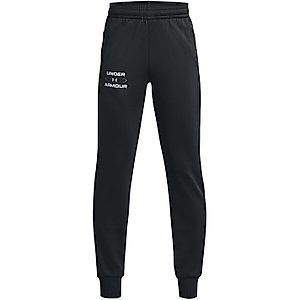 Under Armour Boys ArmourFleece Graphic Jogger, (001) Black / / Pitch Gray, Youth Medium