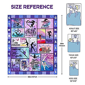 Mosslink Gymnastics Lovers Blanket Gymnast Gifts for Girls Kids Teens Women Adult Birthday Gifts for Gymnast Ultra Soft Flannel Fleece Warm Cozy Lightweight Throw Blankets for Home Bed Sofa 60"x 50"
