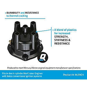 Quicksilver 9459Q1 Distributor Cap for MerCruiser Engines by General Motors with Conventional Ignition Systems