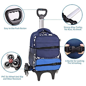 Backpack Trolley, Wheeled Cart Aluminum Alloy, Folding Trolley Cart for Schoolbag, 6 Wheels Luggage Cart