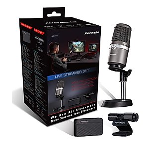 AVerMedia BO311 Live Streamer Bundle with Capture Card, 1080p Webcam and USB Microphone for Streaming, Gaming, Laptop, PC, Support for Twitch, Mixer, YouTube, and More