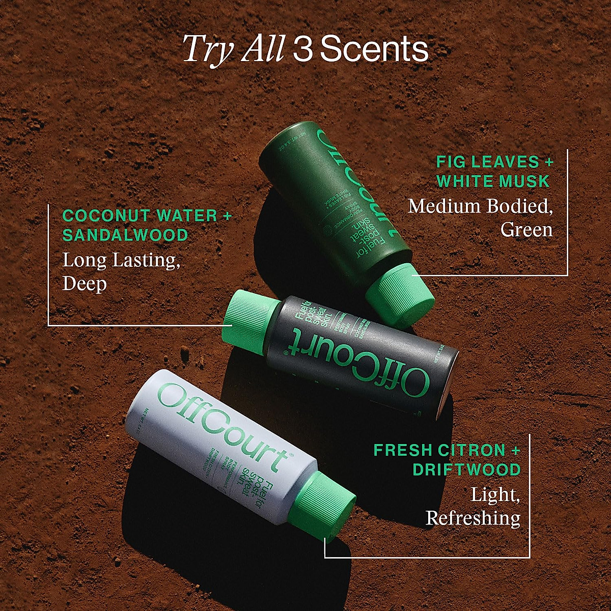 OffCourt Natural Body Spray for Men with Prebiotics - Deodorizing Mens Body Spray - Aluminum-Free Spray Deodorant for Full-Body Use - Multi-Pack with Sandalwood and White Musk, 3.4 Ounce (Pack of 2)