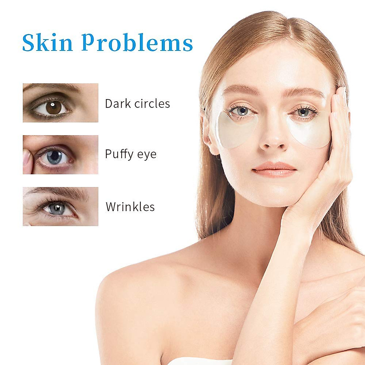 +WIS+ Under Eye Patches 60 Pcs With Collagen for Dark Circles, Puffy Eyes, Undereye Bags, Wrinkles, Hyaluronic Acid Eye Mask to Hydrating for Dry Skin