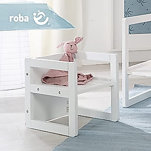 Roba: Country-Farmhouse Chair: White Wood - Chic Children’s Chair, Adjustable Seat Height, Converts Into A Table, Toddler & Kids, Ages 2+