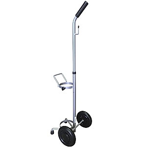 ResOne Lightweight Single D/E Oxygen Cylinder Cart, Adjustable Handle, Durable Powder-Coated Finish, Portable Oxygen Tank Cart with Wheels, Holds 1 D Size or E Size Cylinder - 4pk