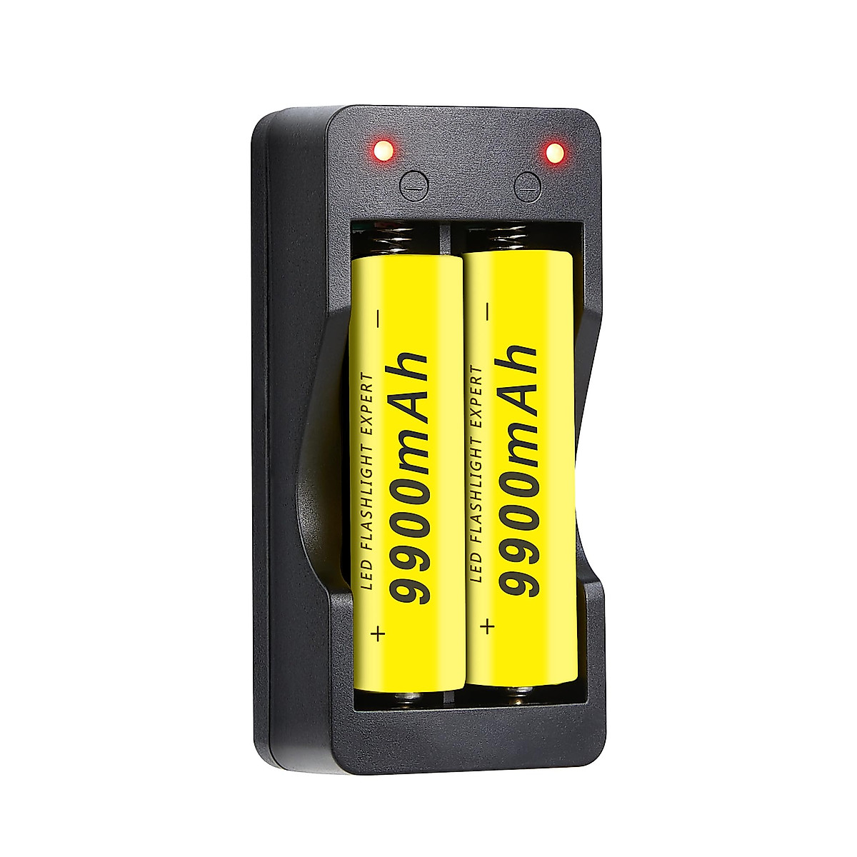 2PCS Rechargeable 9900mAh 3.7 Volt Battery High Capacity Batteries, with 2-Bays Smart Battery Charge for 18650 26650 14500 16340